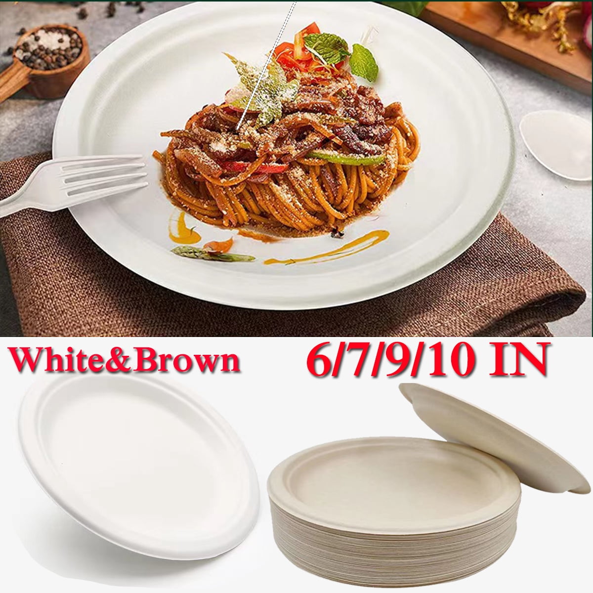 Disposable Paper Plates Sugarcane Fiber Plate Biodegradable Sugar fiber ...