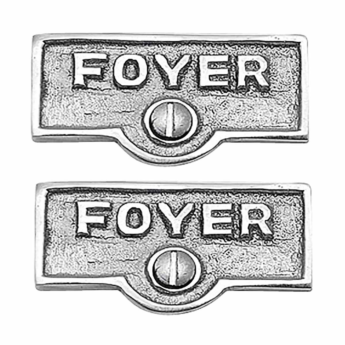 2 Switch Plate Tags FOYER Name Signs Labels Chrome Brass Traditional ...