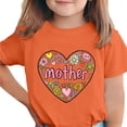 DAETIROS Girls Mothers Day Orange Floral Heart Love Mom Graphic T-Shirt ...