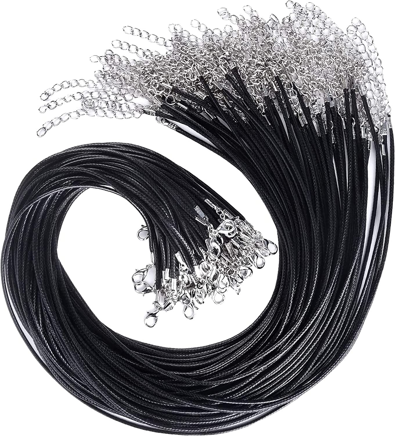 65 pcs Leather Necklace Cord with Clasp, Adjustable Black Necklace ...
