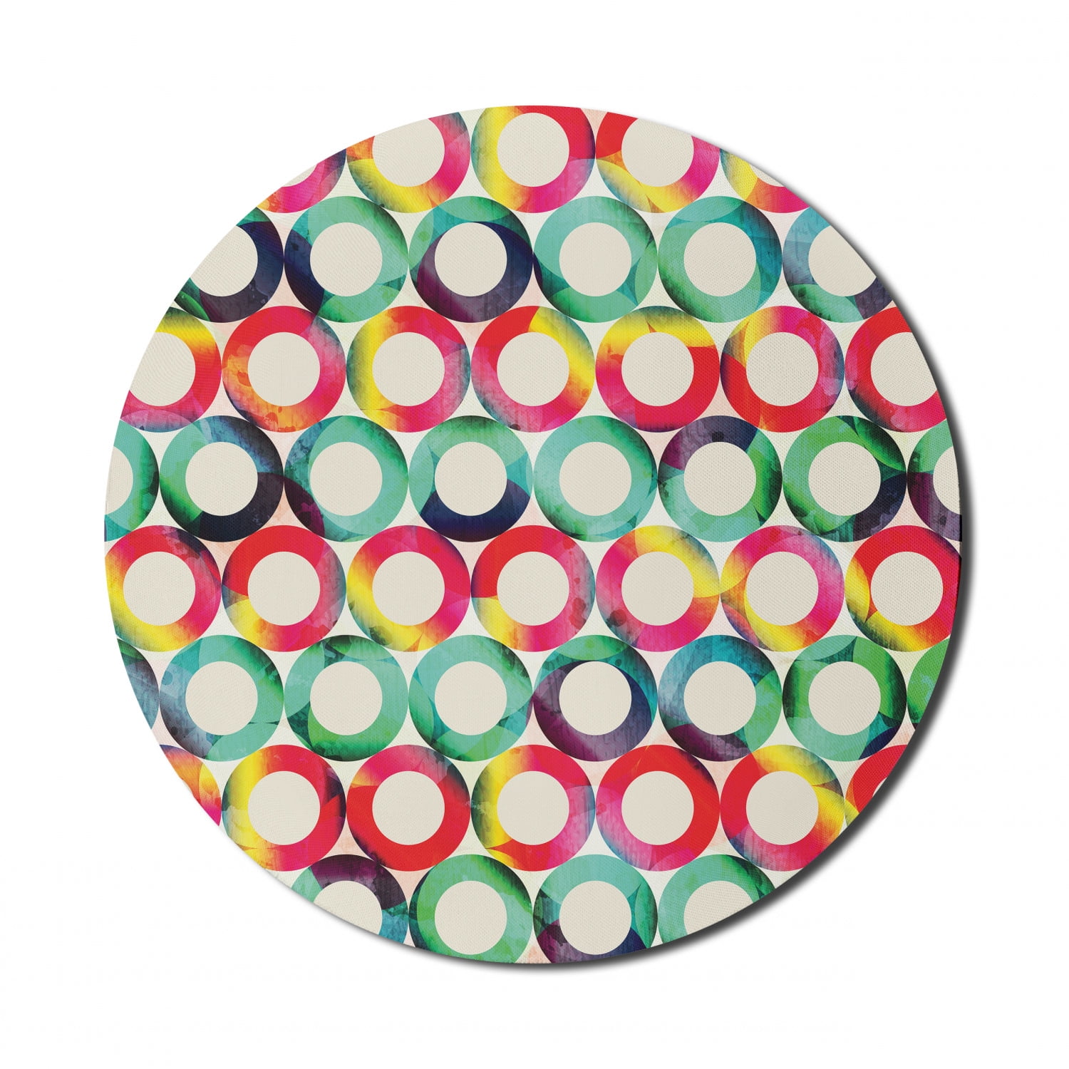 Geometric Circle Mouse Pad for Computers, Vibrant Style Circular Forms ...