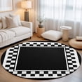Black Square 3FT Round Area Rugs Graphic Retro Black White Checkered ...