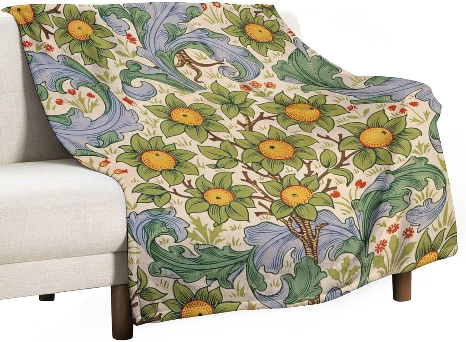 Manta con estampado floral de William Morris, manta de franela con ...