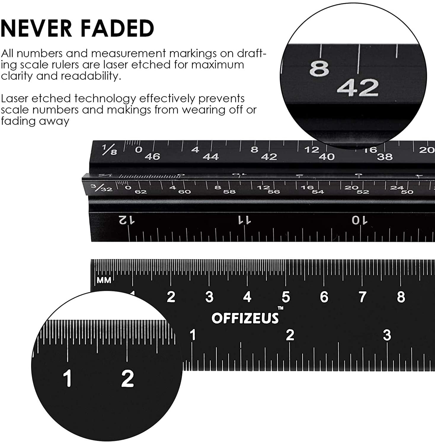Buy MENKEY Architectural Scale Ruler, Imperial Measurements 12'', Black ...