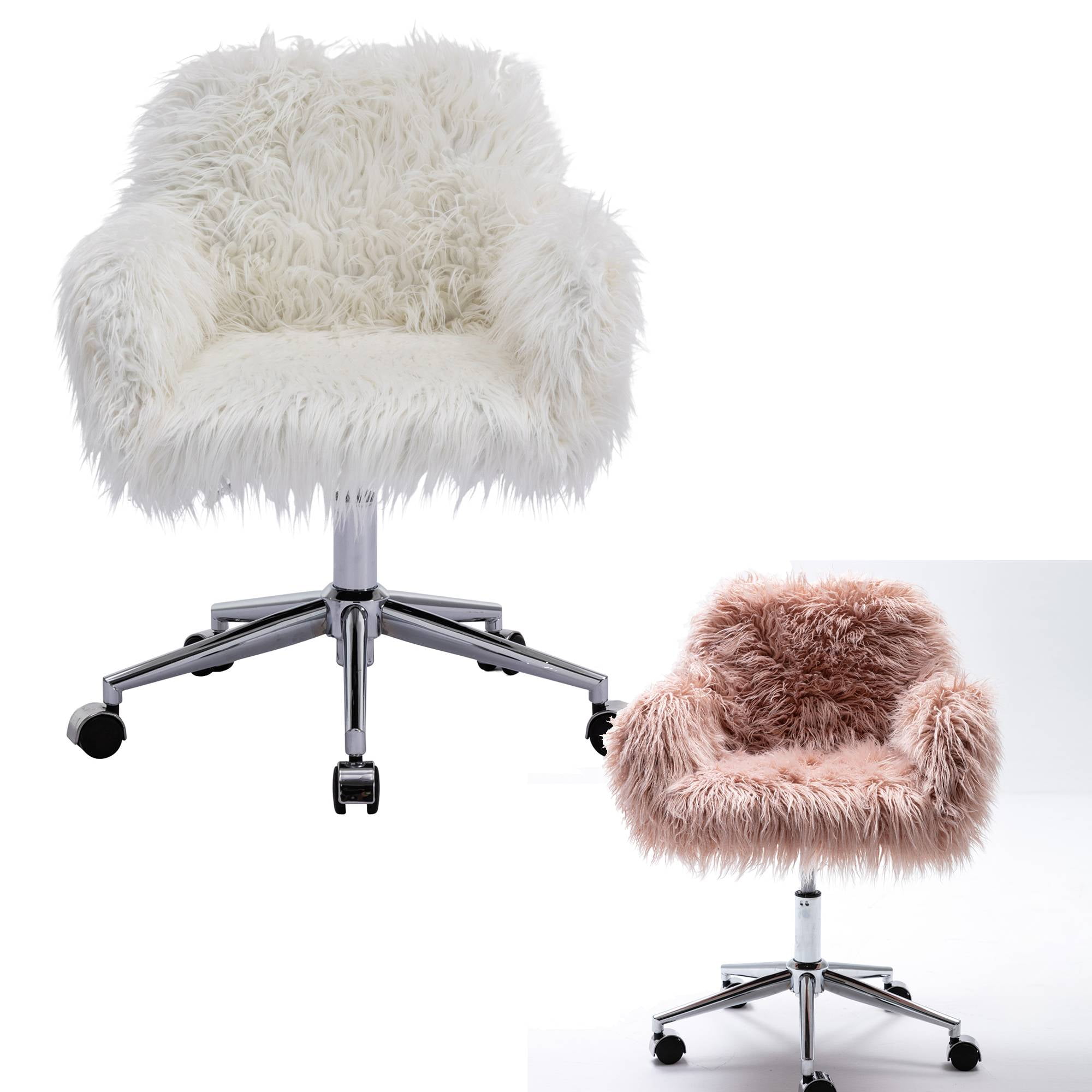 Modern Faux Fur Home Office Chair, Fluffy Chair ,Makeup Vanity Chair ...