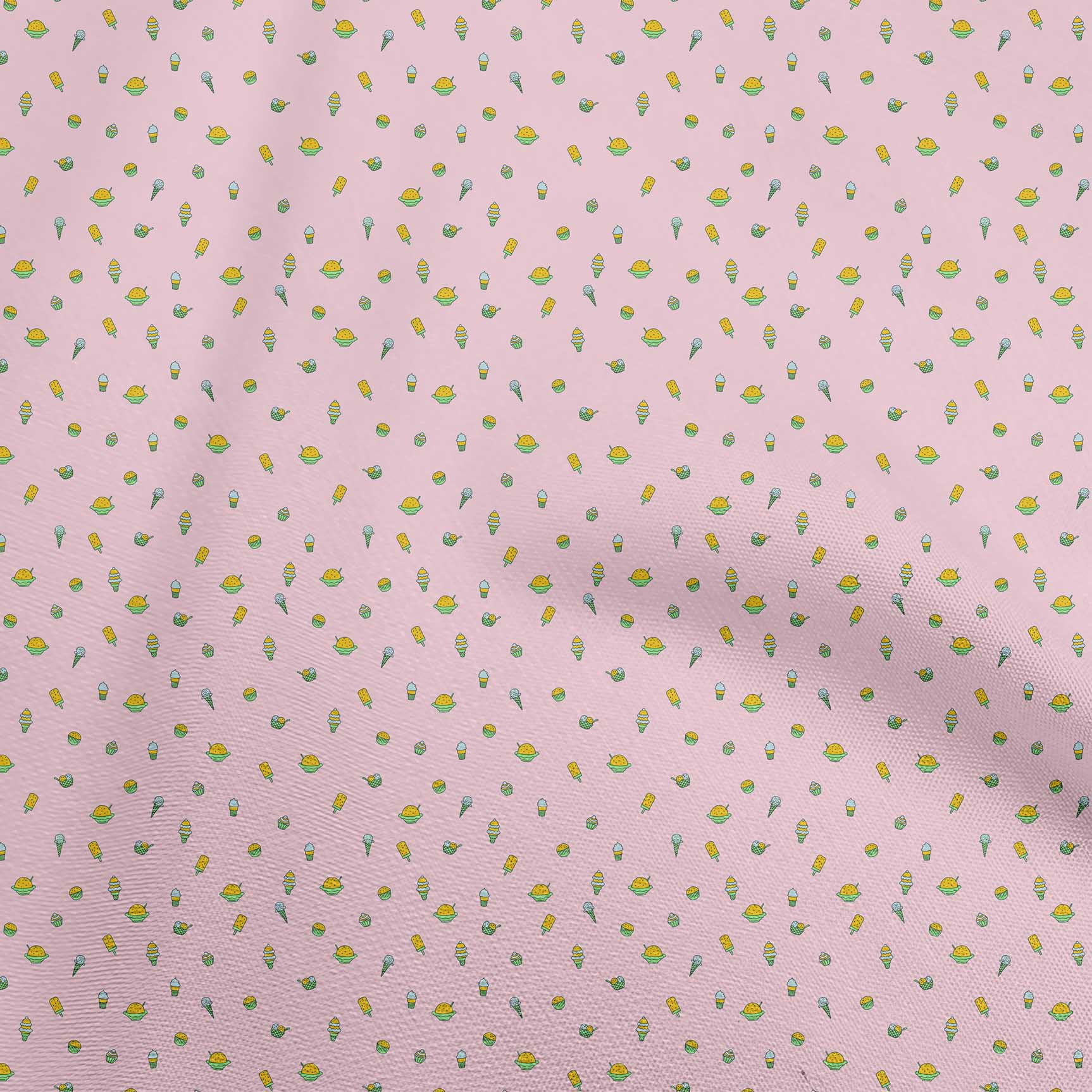 oneOone Cotton Poplin Light Pink Fabric Ice Cream & Cupcakes Sewing ...