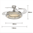 FINE MAKER 42" Dimmable Fandelier Crystal Ceiling Fans with Lights and ...