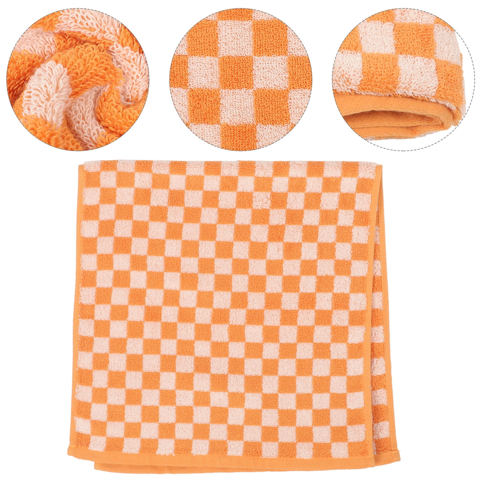 Click here for Oulii 2pcs Cotton Bath Towels Orange Checked Patte... prices