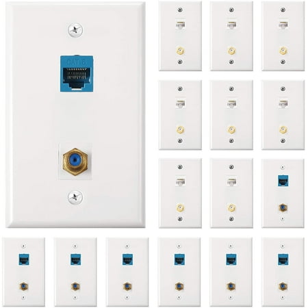 16 Pieces Ethernet Coax Wall Plates, Cat6 Coax Wall Plate with Ethernet ...