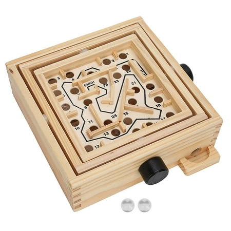 Wooden Maze Game Wood Labyrinth Puzzle Toy Balances Board Table Maze ...