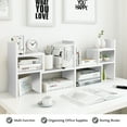 Adjustable Wood Desktop Shelf Organizer Office Storage Rack for Home 13 ...