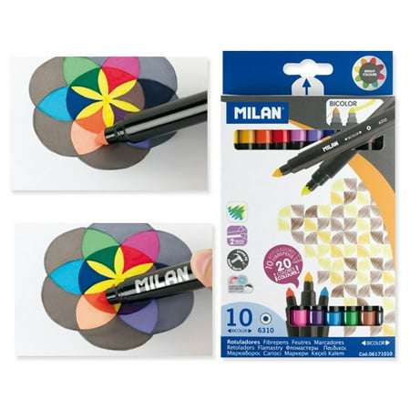 MILAN 6171010 MILAN CONE TIPPED BICOLOR WATER-BASED MARKER 10 COUNT SET ...