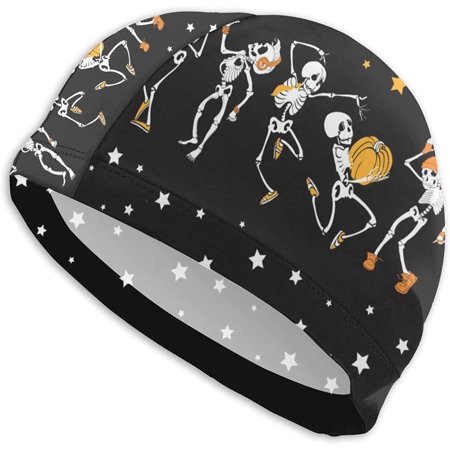 Dancing Skeleton Adult Swim Cap Waterproof Soft for Short and Long Hair ...