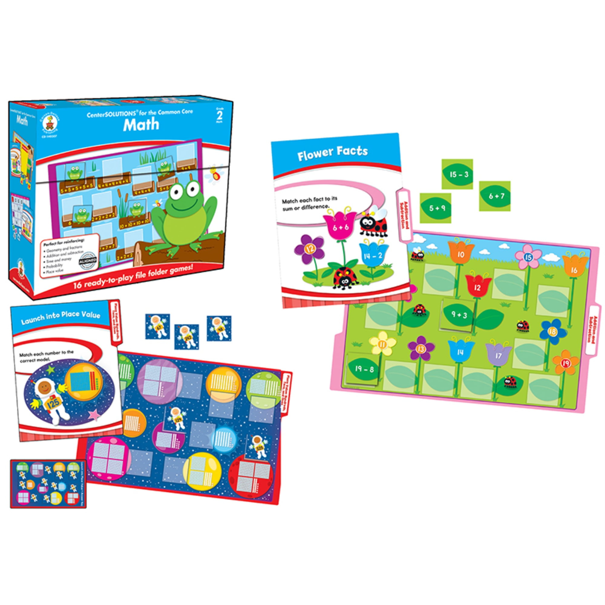 Math File Folder Game, Grade 2, 16 Games, 19 Sheets of Cards - Walmart.com