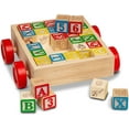 Melissa & Doug ABC Wooden Block Cart 30 1-Inch Solid Wood Blocks ...