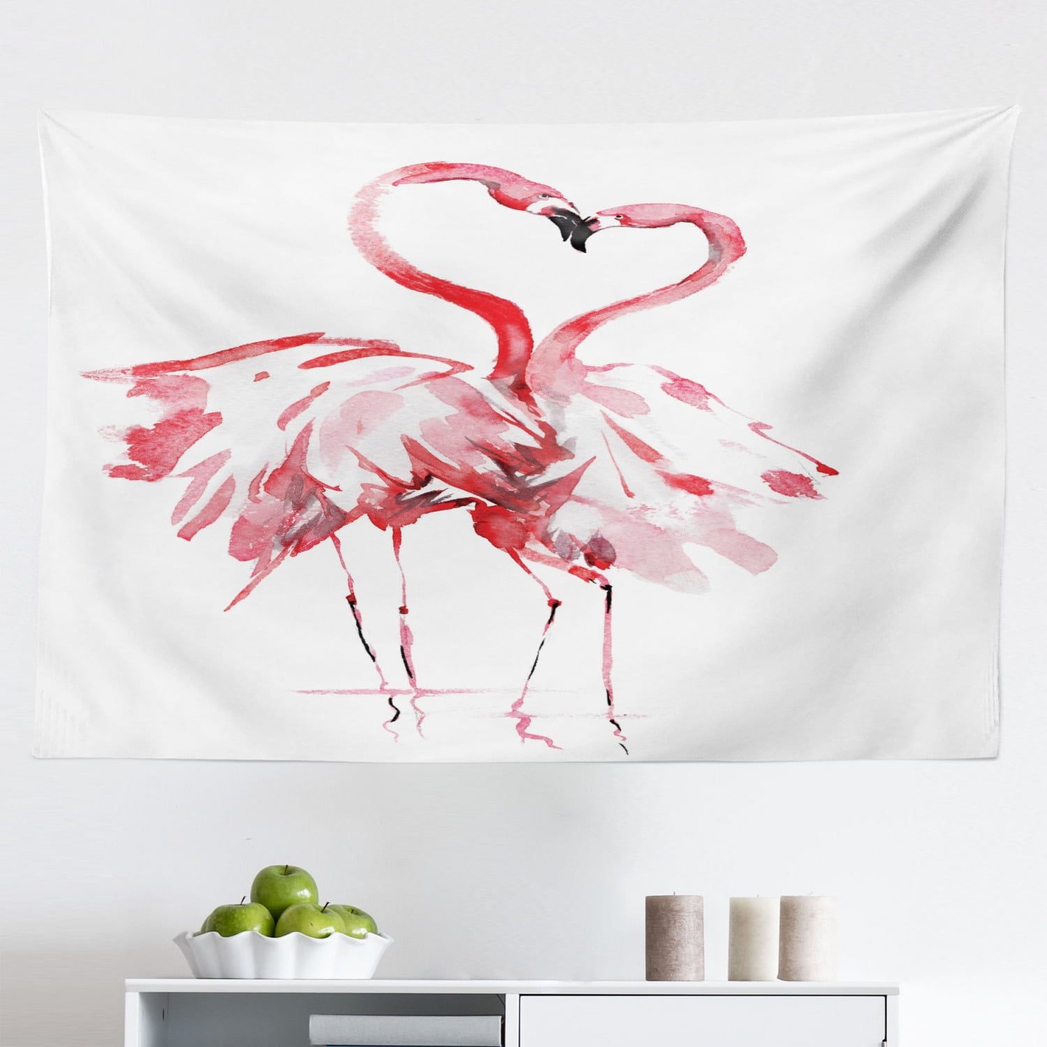 Flamingo Tapestry, Colorful Retro Vintage Flamingo Patterns in Polka ...