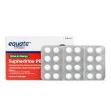 Equate Sinus & Allergy Suphedrine PE Nasal Decongestant Tablets, 24 ...