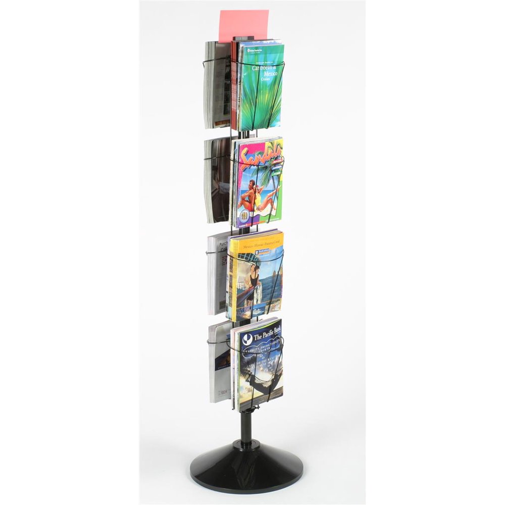 60" Rotating Wire Magazine Rack with 8 Pockets, Includes Sign Holder ...