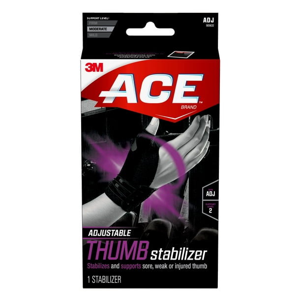 ACE Brand Deluxe Thumb Stabilizer, Adjustable Brace, Black - Walmart ...