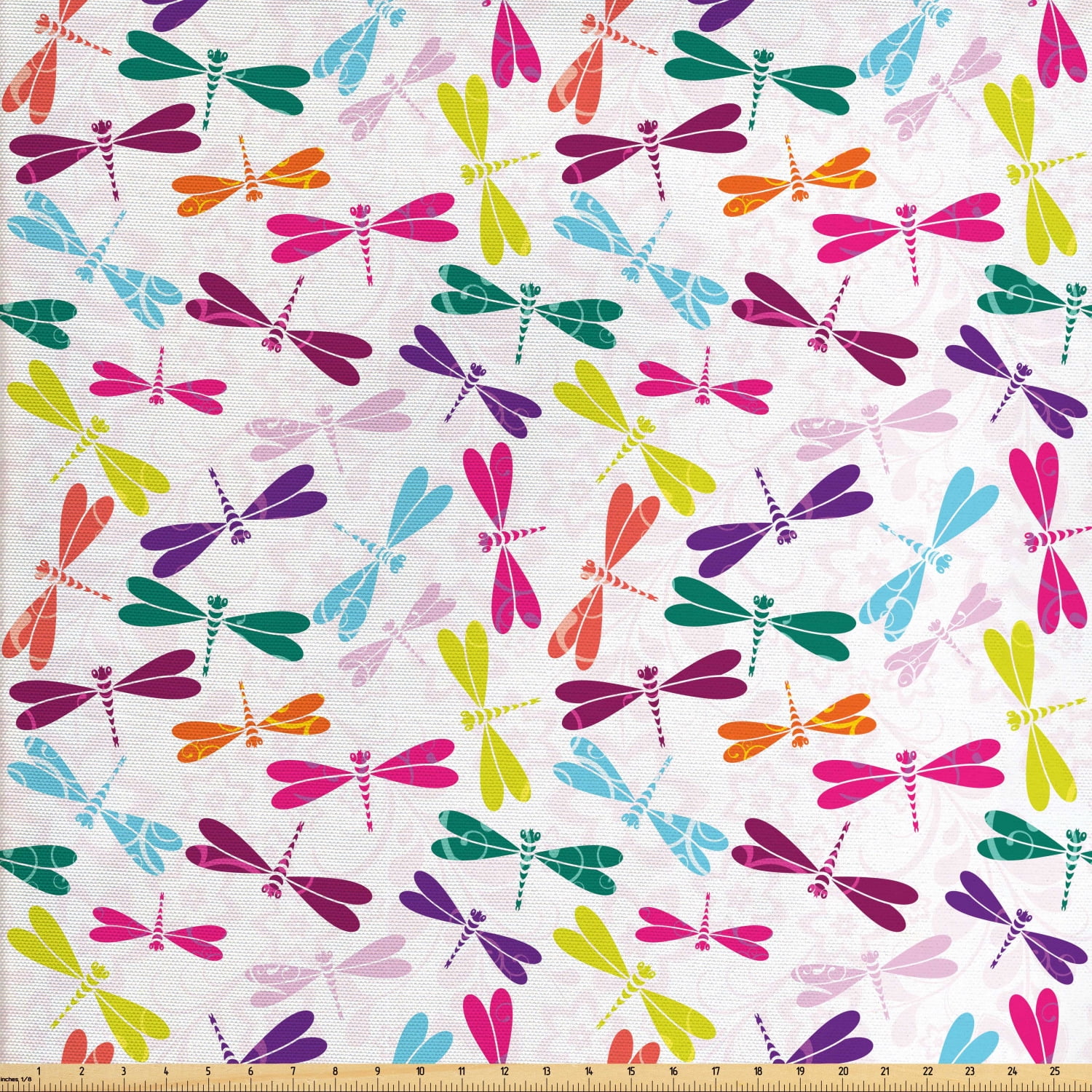 Dragonfly Fabric by the Yard, Playroom Birthday Bunch of Winged Animals ...