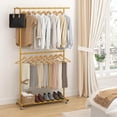 Gold With Mesh Double Rod Rolling Garment Rack For Coats Skirts And ...