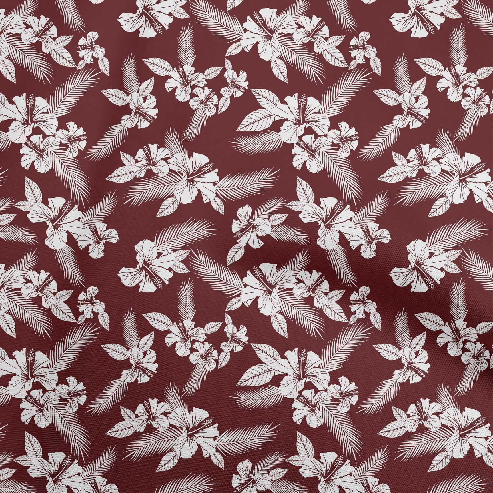 oneOone Cotton Silk Maroon Fabric Tropical Diy Clothing Quilting Fabric ...