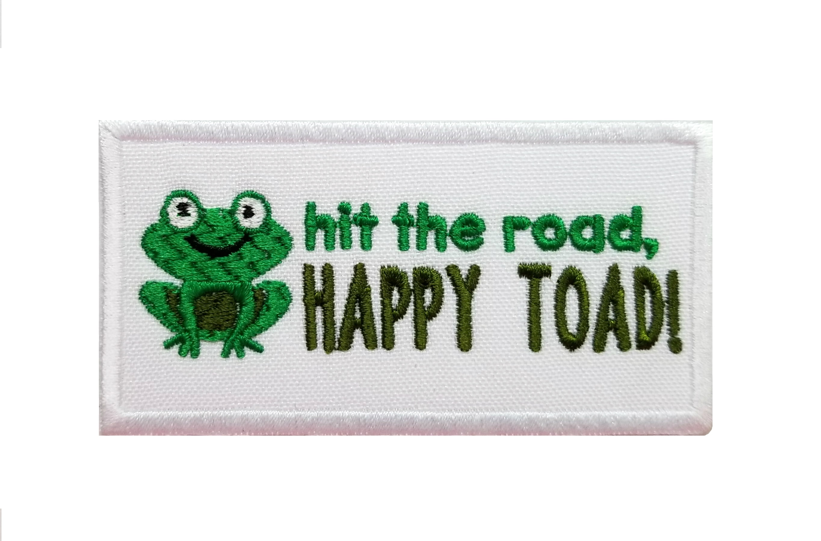 Funny Cute Animal Phrases Hit the Road Happy Toad Embroidered Iron On ...
