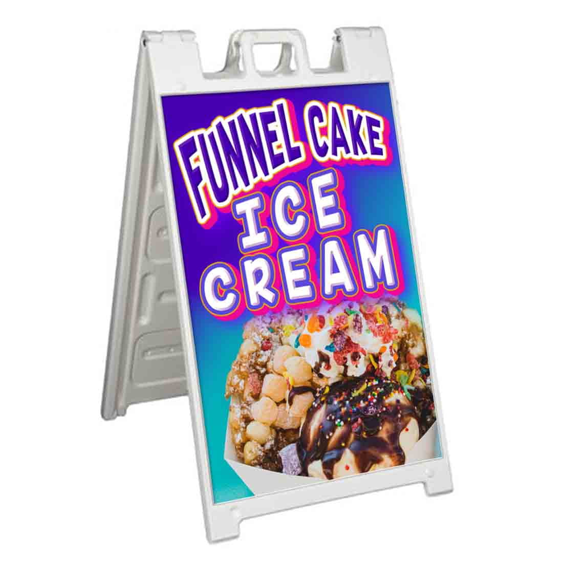 Funnel Cake Ice Cream (24" X 36") Standard A-Frame Signicade, Includes ...