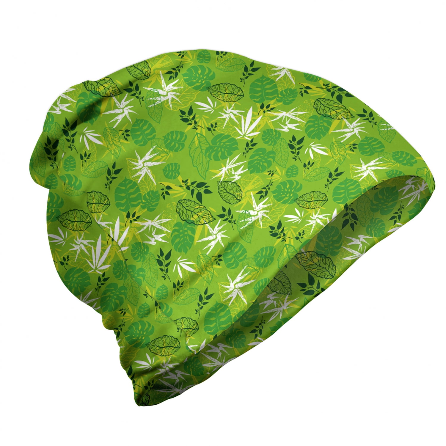 Forest Unisex Beanie, Jungle Scene Monstera Leaves, Hiking Outdoors ...