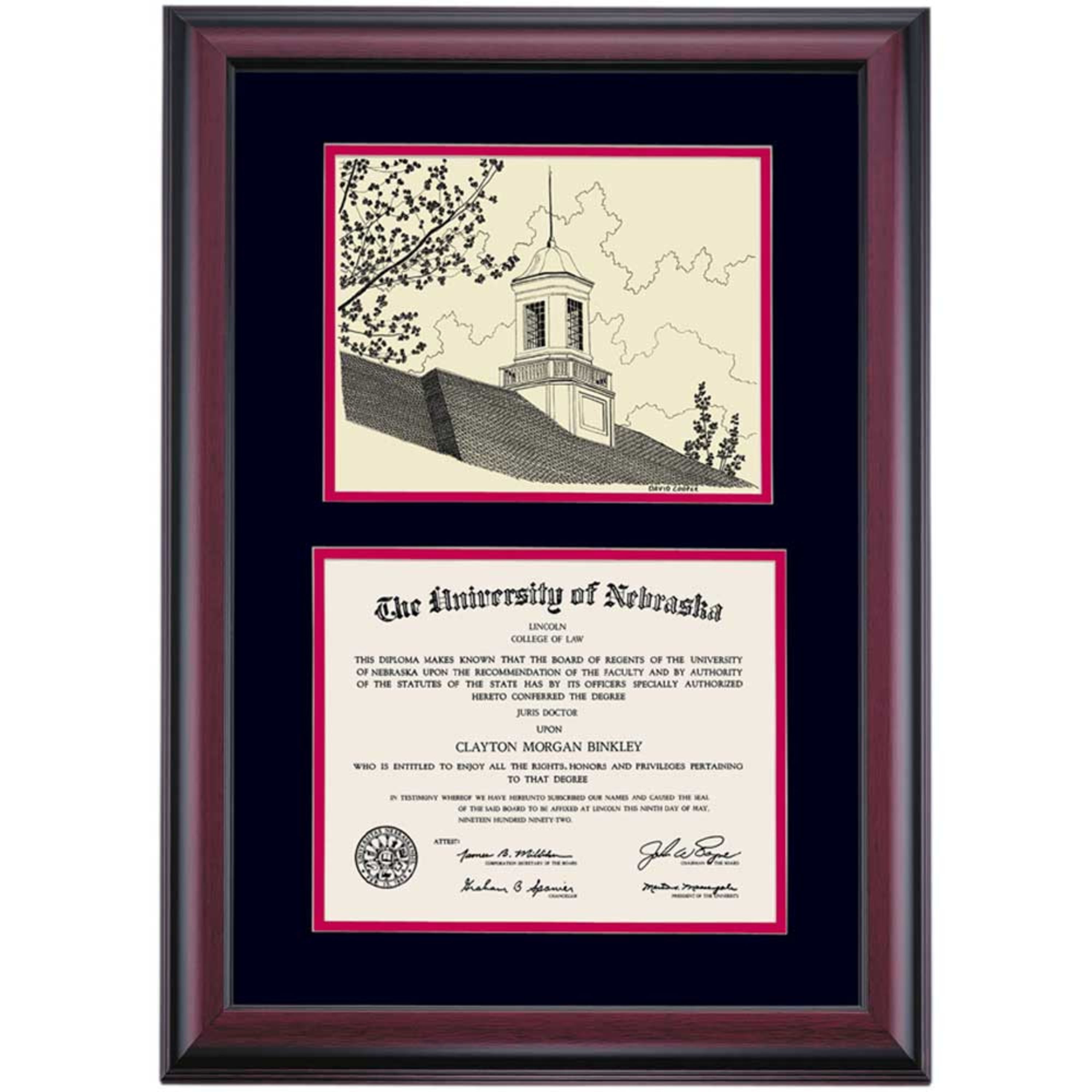 OCM Diploma Frame for University of Nebraska - Lincoln, Black/Cherry ...
