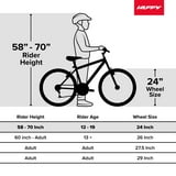 Huffy Scout Hardtail Mountain Bike, 24" Wheels, 21-Speeds, Disc Brakes ...