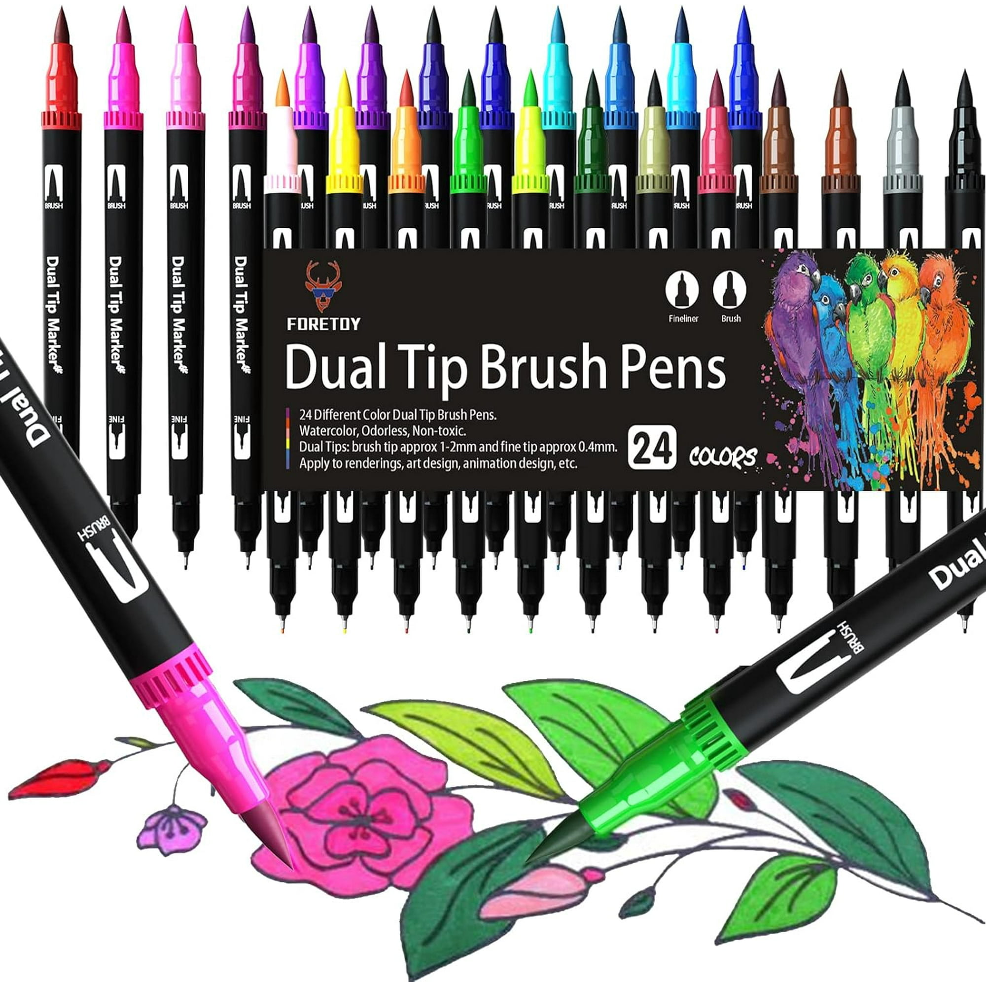 Click here for Unbranded 24 Colours Felt Tip Pens Set Dual Brush... prices