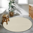 White Swan 3ft Round Rug, Farmhouse Solid Beige Color Modern Art Non ...