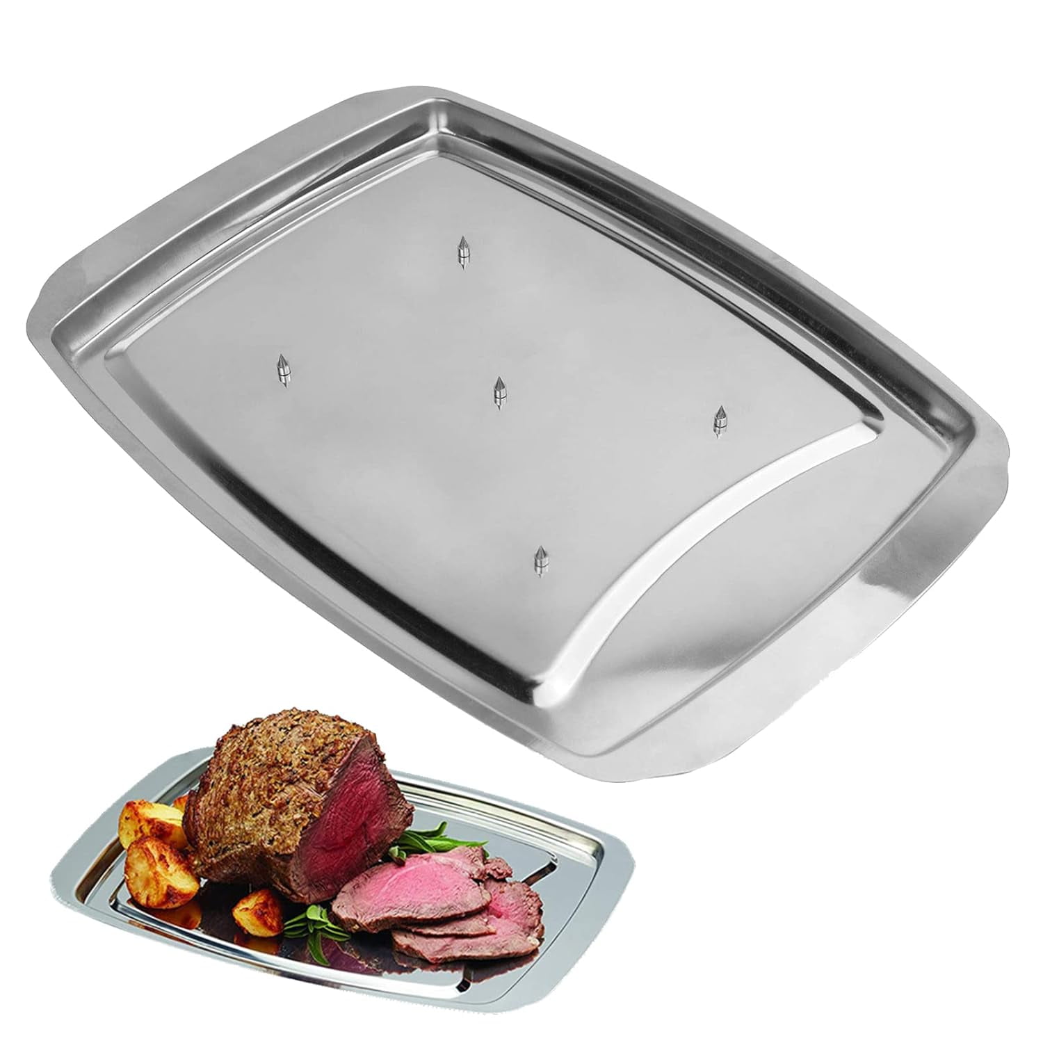 Large Serving Platter Turkey Platter, Stainless Steel Carving Tray ...