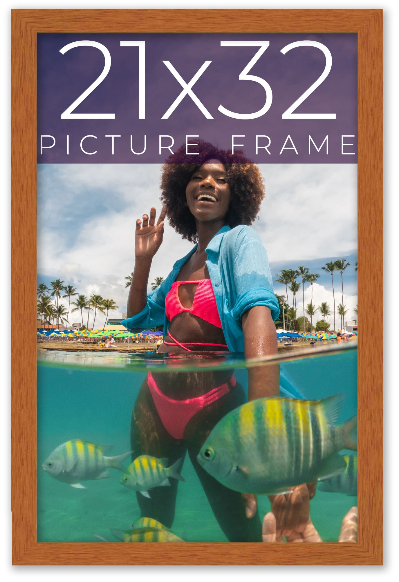 21x32 Honey Brown Real Wood Picture Frame Width 0.75 inches | Interior ...