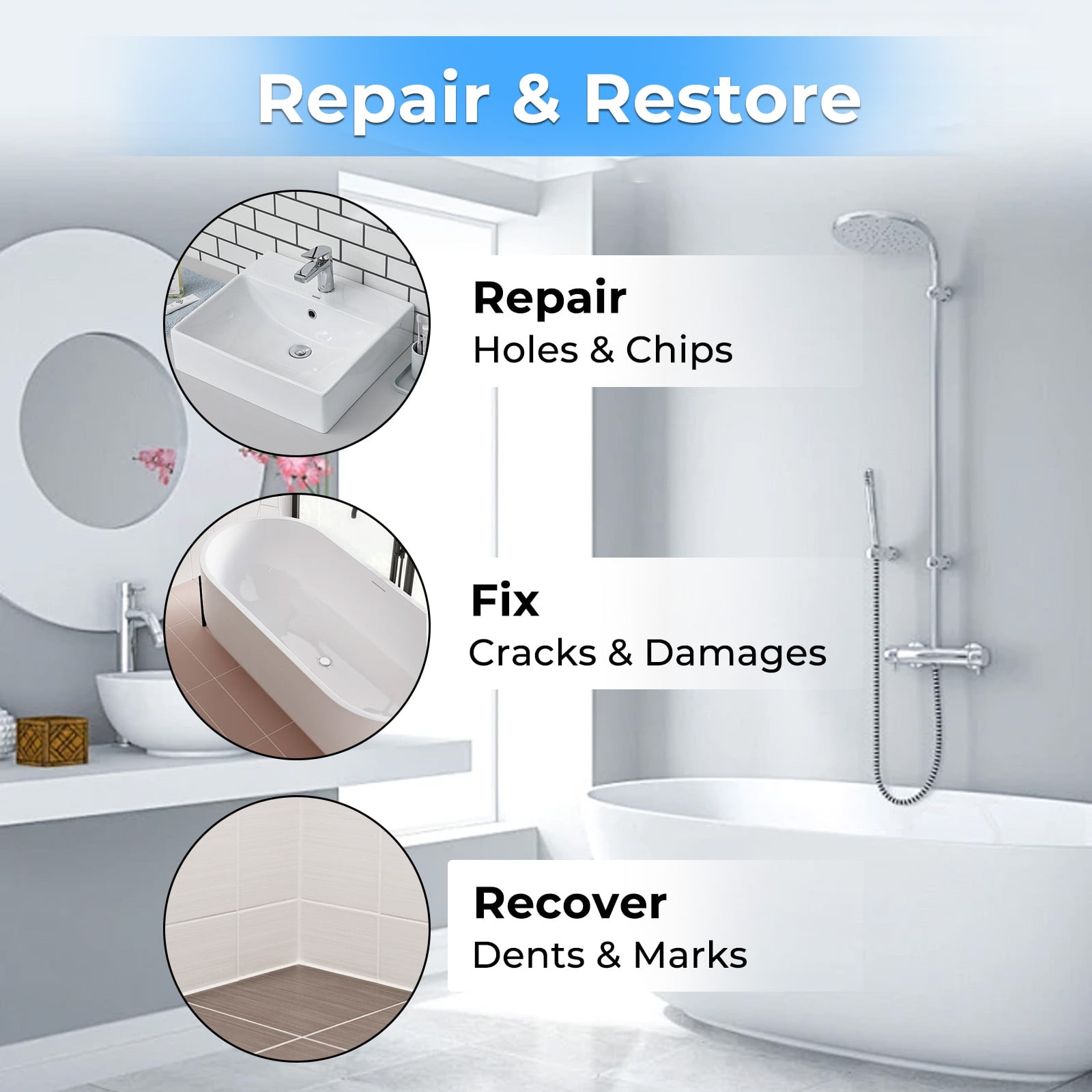 Toilet Repair Kit Ceramic Tile Repair Kit Porcelain Repair Kit (White ...