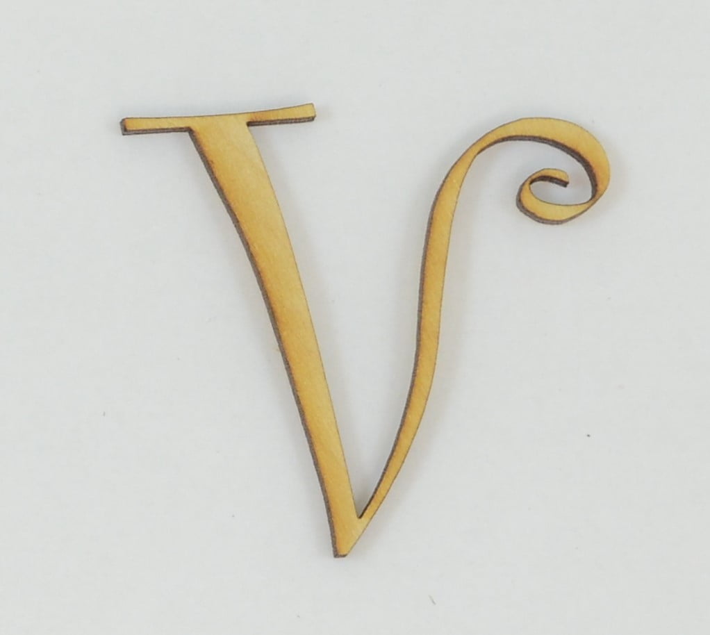 1 Pc, 5 Inch X 1/8 Inch Thick Wood Letters V In The Curlz Font Great ...