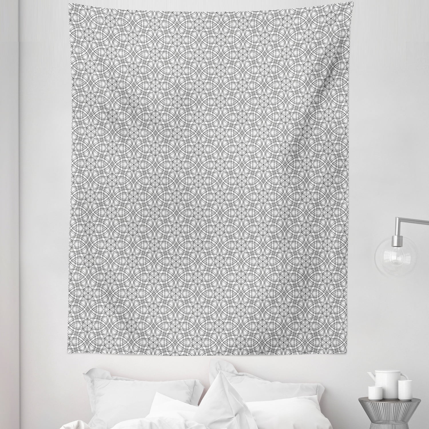 Abstract Tapestry, Geometric Circles Intersecting Round Trellis ...