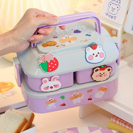 Kawaii Portable Lunch Box For Girls School Kids Plastic Picnic Bento ...