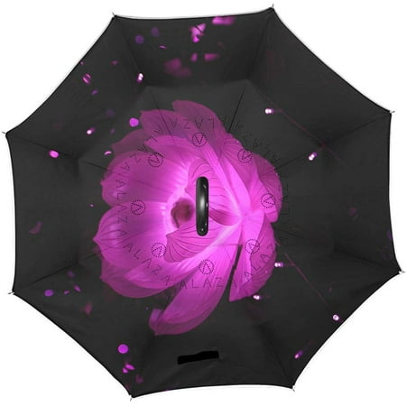 Pink Flower Reverse Inverted Umrella Graphic Large Doule Layer with C ...