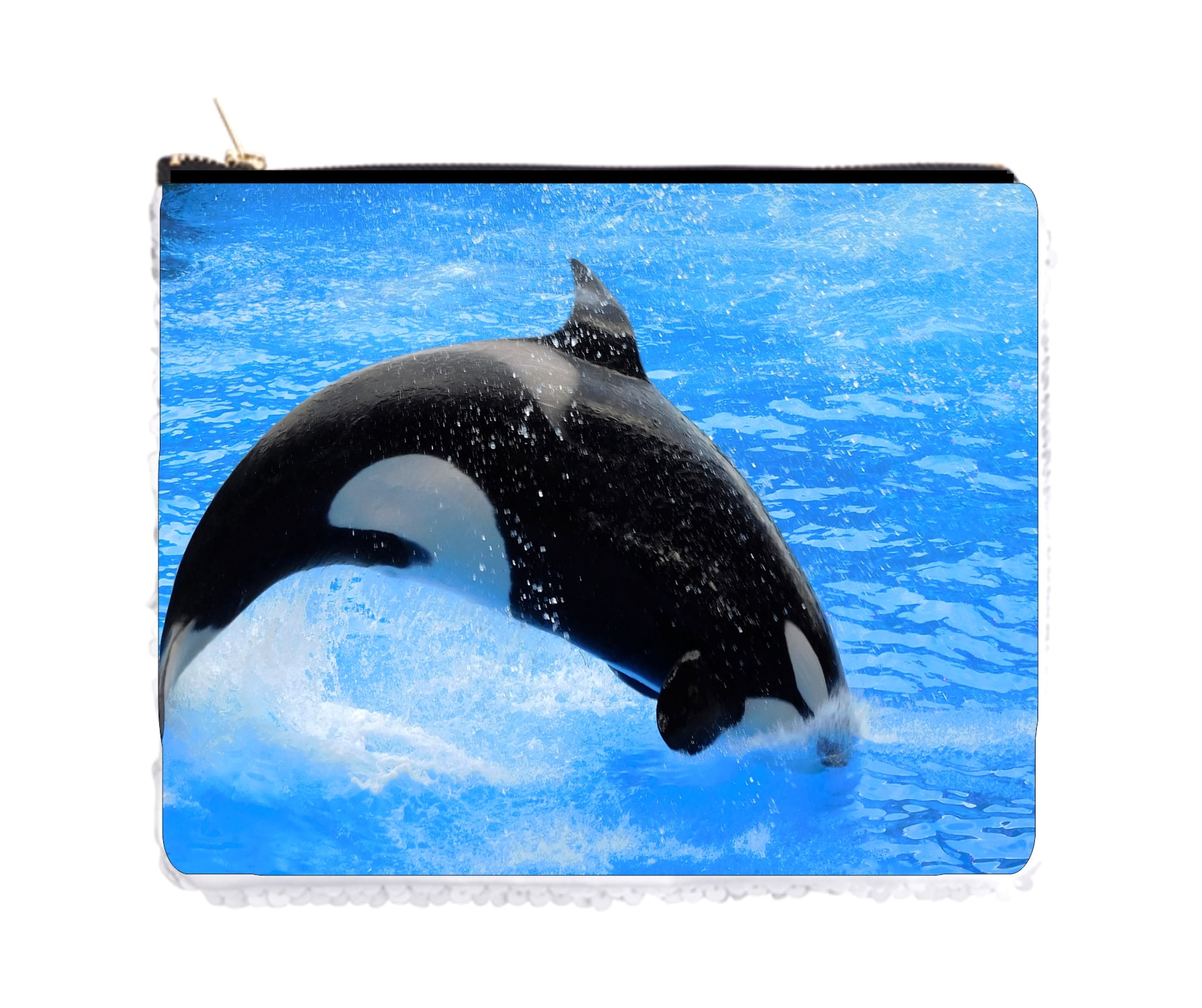 Pencil Bag Animal Orca Killer Whale Sequin Pencil Holder Pouch Silver ...