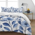 4 Piece Duvet Cover Set Full, Watercolor Summer Blue Flowers Soft ...