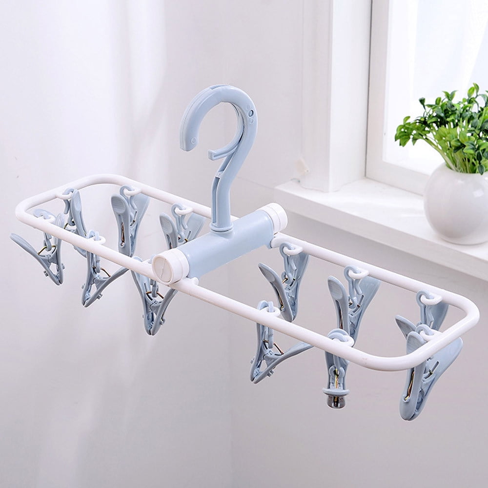 Tuscom Foldable Clip and Drip Hangers with 12 Clips Folding Laundry ...