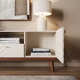 Living Skog Alba Beige Large TV Stand with Cabinet, Solid Wood Legs, Up ...