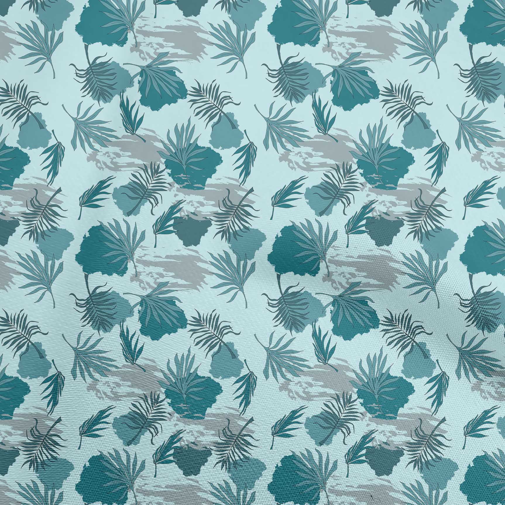 oneOone Velvet Teal Blue Fabric Leaf With Abstract Texture Diy Clothing ...