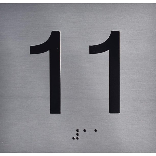 11TH Floor Elevator Jamb Plate Sign with Braille and Raised Number ...
