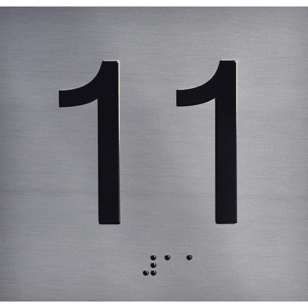 11TH Floor Elevator Jamb Plate Sign with Braille and Raised Number ...