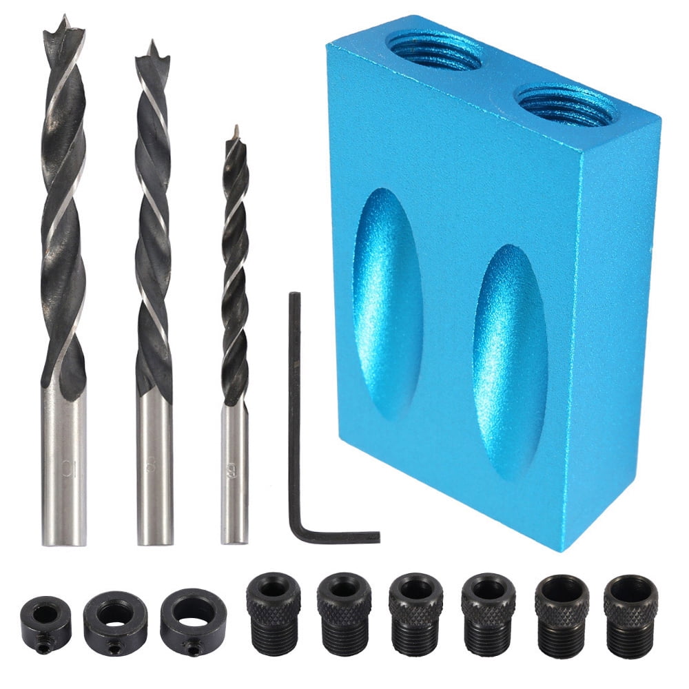 ODOMY 14PCS Pocket hole Jig Kit Woodworking Oblique Drilling Angle Hole ...