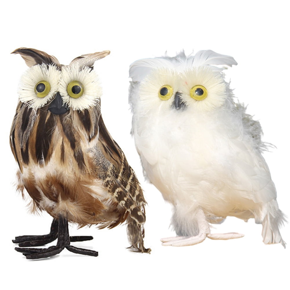SPRING PARK Artificial Owl Simulation Foam Bird Feather Ornaments DIY ...