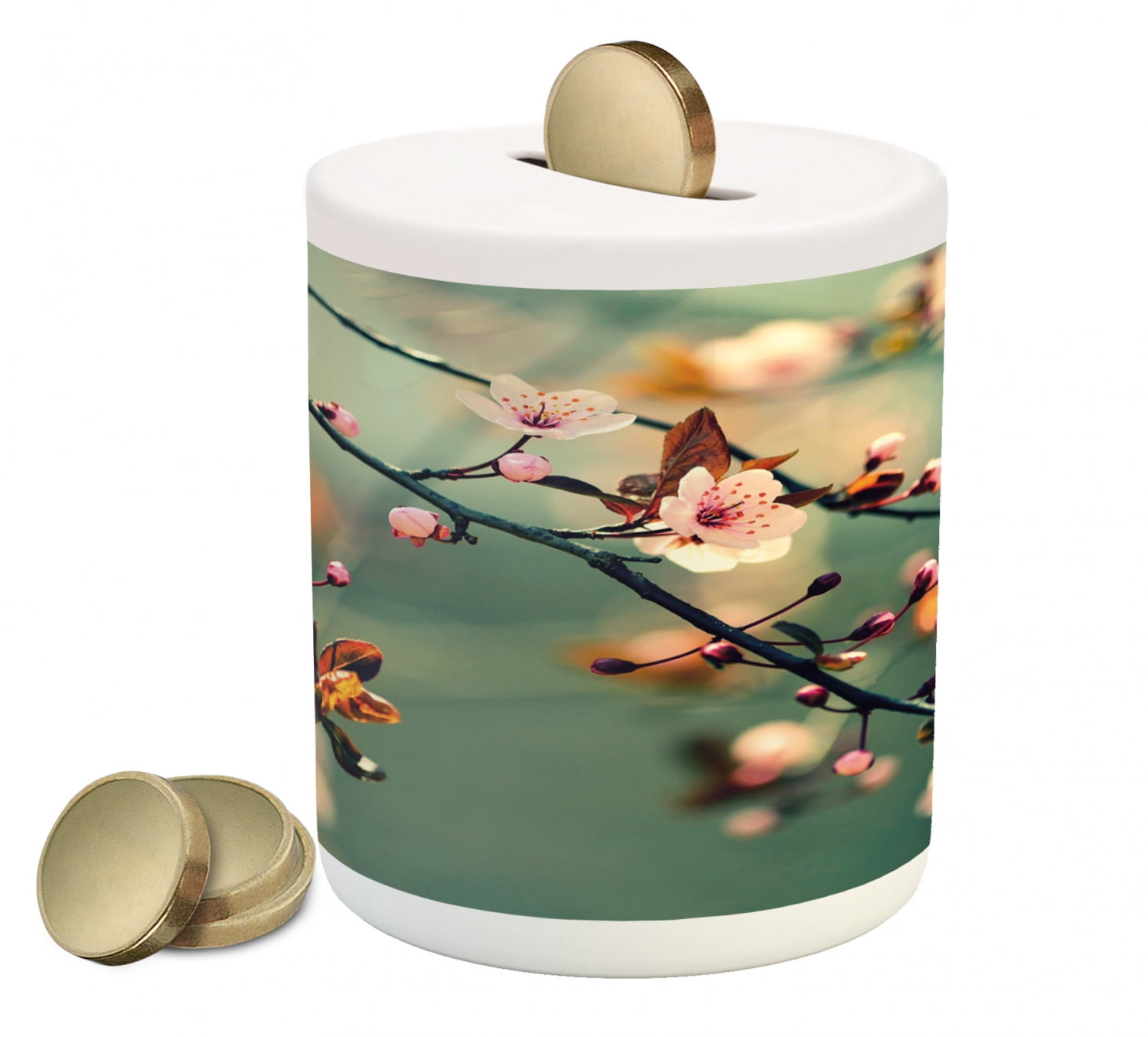Nature Piggy Bank, Spring Themed Floral Flowering Japanese Cherry ...